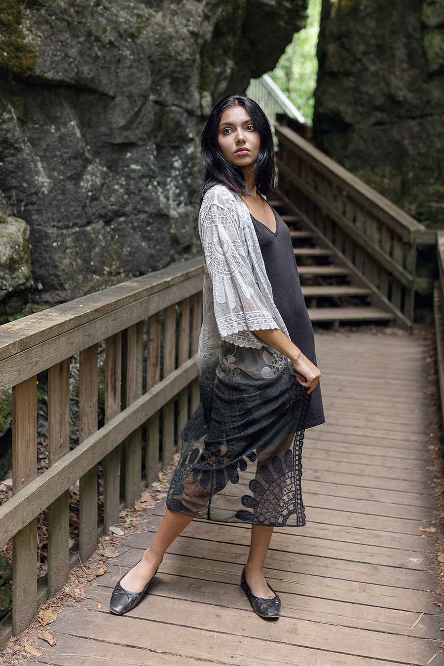 Alexis Lace in Black Ombre Boho Cover up | Black Lace Kimono Robe ...